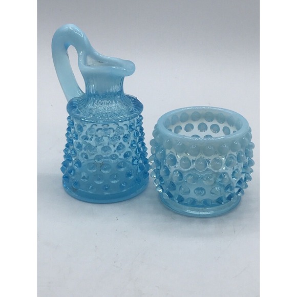 Fenton | Dining | Fenton Blue Hobnail Opalescent Small 3 Cup Bowl Cruet ...